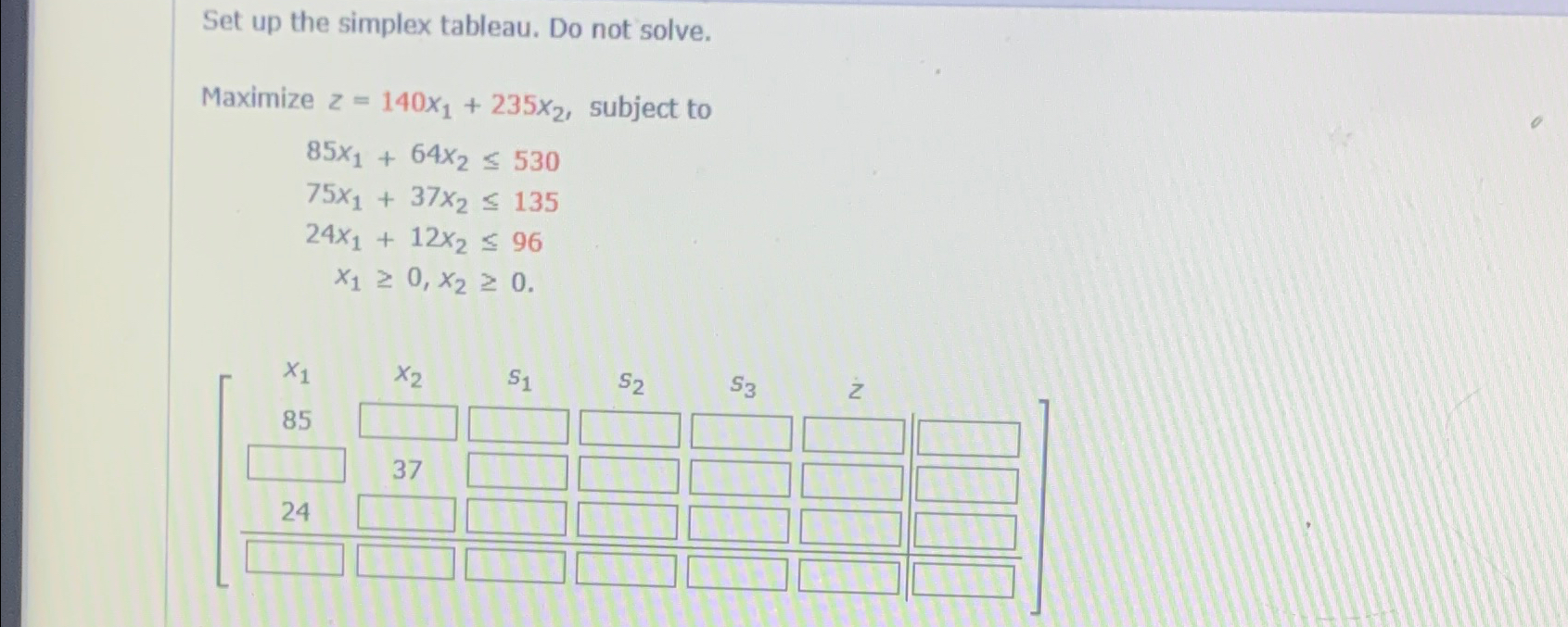 Solved Set up the simplex tableau. Do not solve.Maximize | Chegg.com
