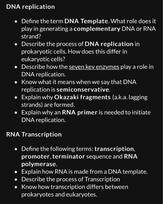 Solved DNA replication - Define the term DNA Template. What | Chegg.com