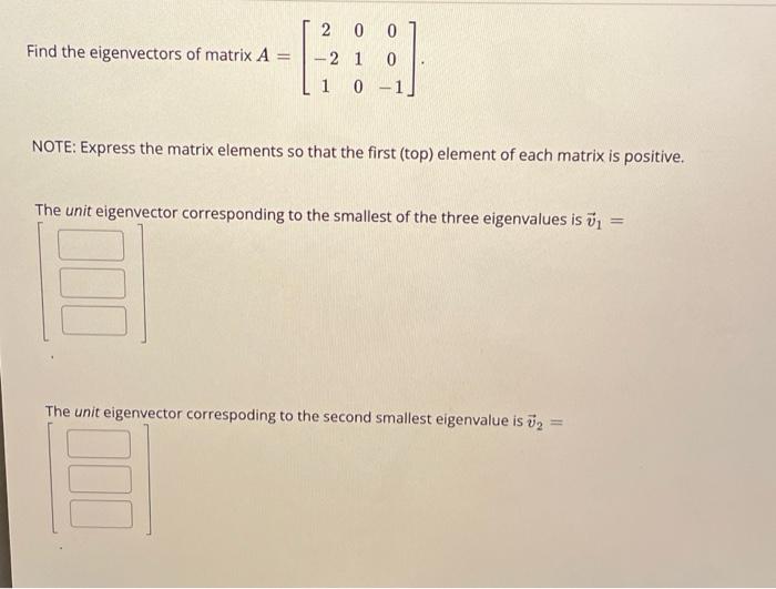 Solved Find eigenvalues of matrix A=⎣⎡001010−203⎦⎤ The | Chegg.com