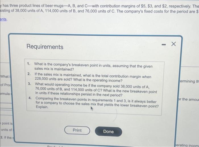 Solved The Jilian Company has three product ines of beer | Chegg.com