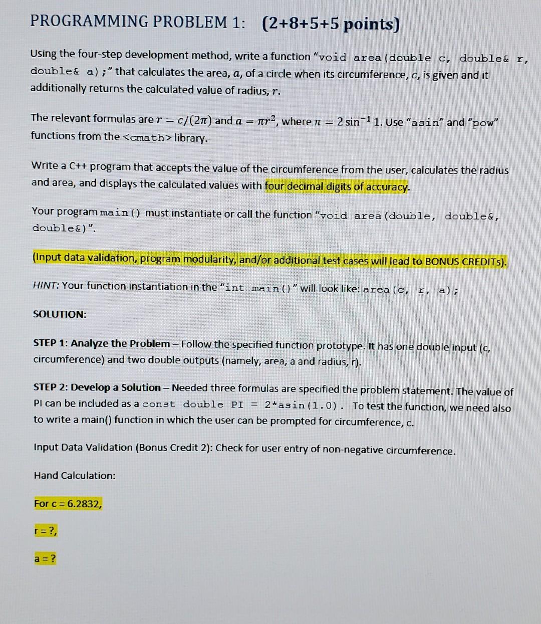 Solved PROGRAMMING PROBLEM 1: (2+8+5+5 points ) Using the | Chegg.com