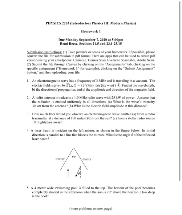 Solved PHYSICS 2203 (Introductory Physics III: Modern | Chegg.com