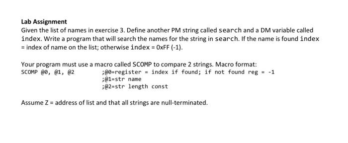 Solved Lab Assignment Given the list of names in exercise 3. | Chegg.com