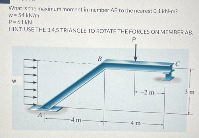 Solved What is the maximum moment in member AB to the | Chegg.com