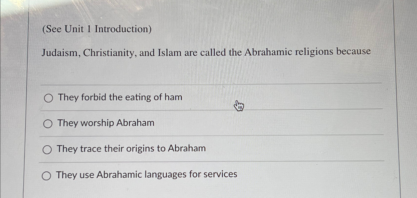 Solved (See Unit 1 ﻿Introduction)Judaism, Christianity, and | Chegg.com