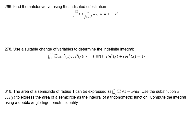 Solved Find the antiderivative using the indicated | Chegg.com