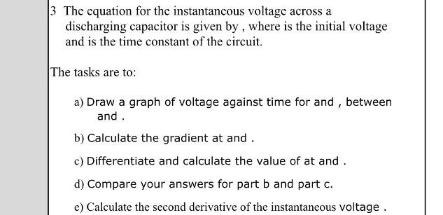 3 The equation for the instantaneous voltage across a | Chegg.com
