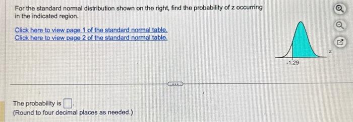 Solved For the standard normal distribution shown on the | Chegg.com