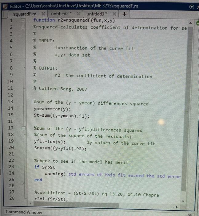 Solved Coding problems: HW8_2 Fit the data in the table | Chegg.com