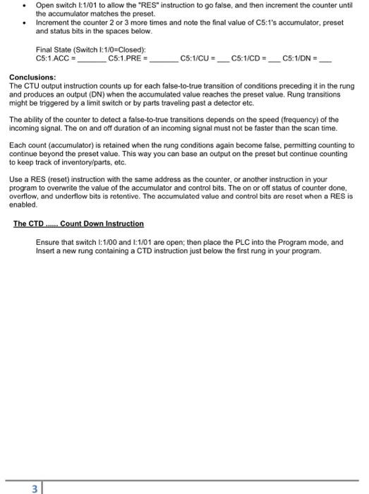 Solved The CTU and RES... Counter Instructions From the | Chegg.com