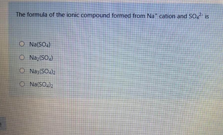 Solved The formula of the ionic compound formed from Na+ | Chegg.com