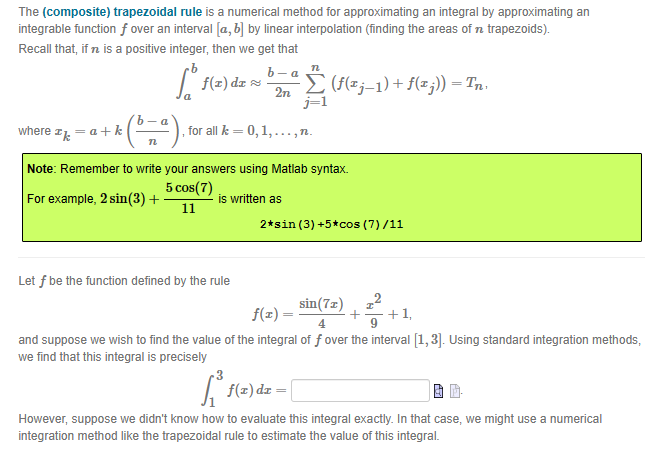 Solved The (composite) ﻿trapezoidal rule is a numerical | Chegg.com