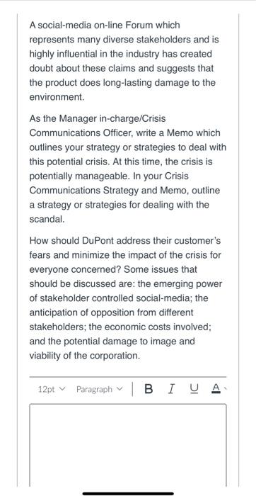 A social-media on-line Forum which represents many | Chegg.com