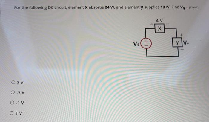 Solved For the following DC circuit, element x absorbs 24 W, | Chegg.com