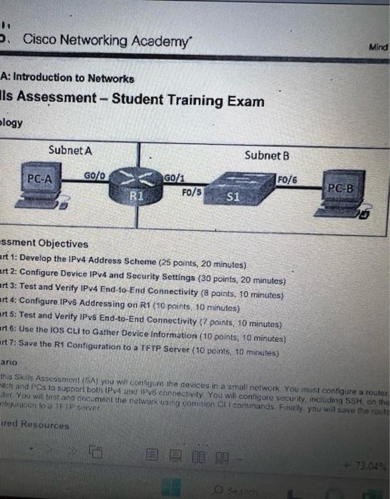 Solved A: Introduction to Networks Is Assessment - Student | Chegg.com