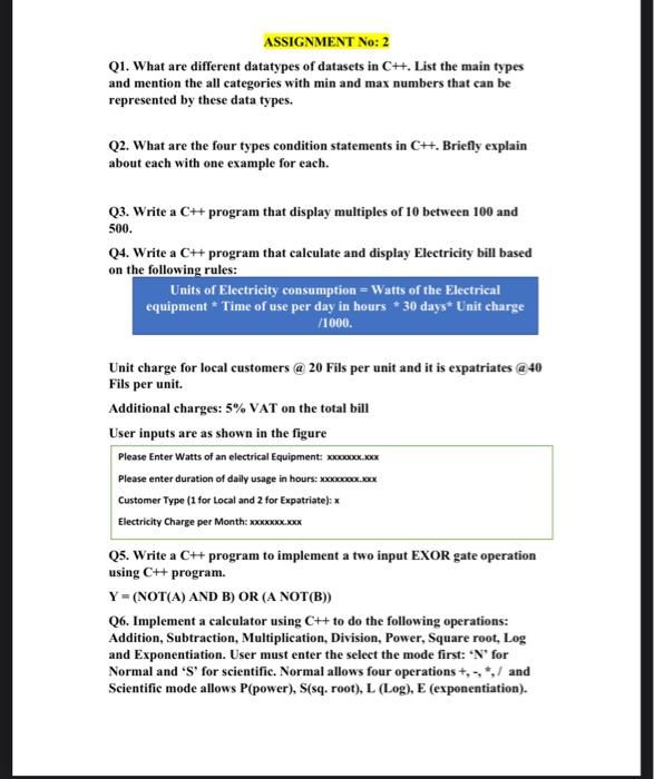 Solved ASSIGNMENT No: 2 Q1. What are different datatypes of | Chegg.com