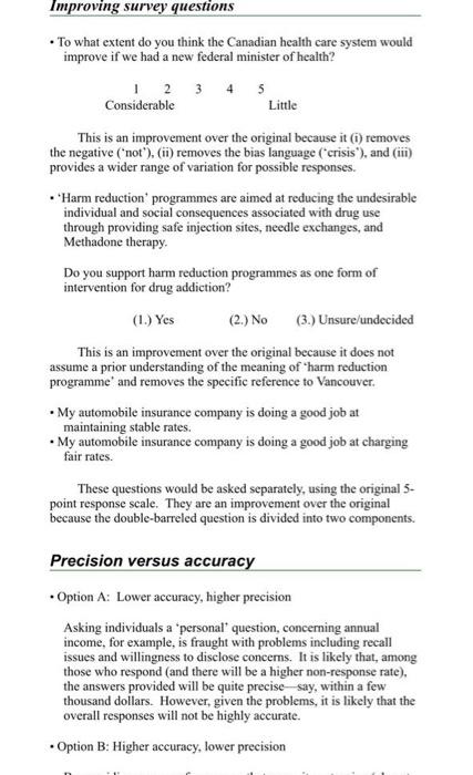 Survey Design Issues Identifying survey flaws Note: | Chegg.com