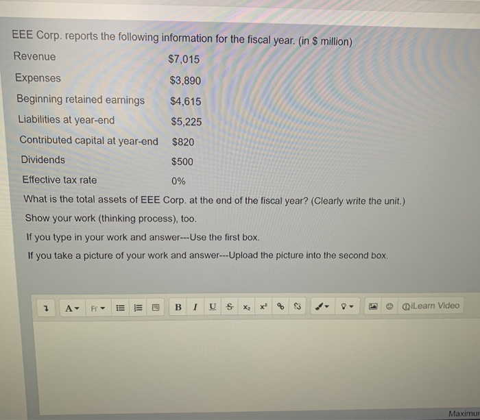 Solved EEE Corp. reports the following information for the | Chegg.com