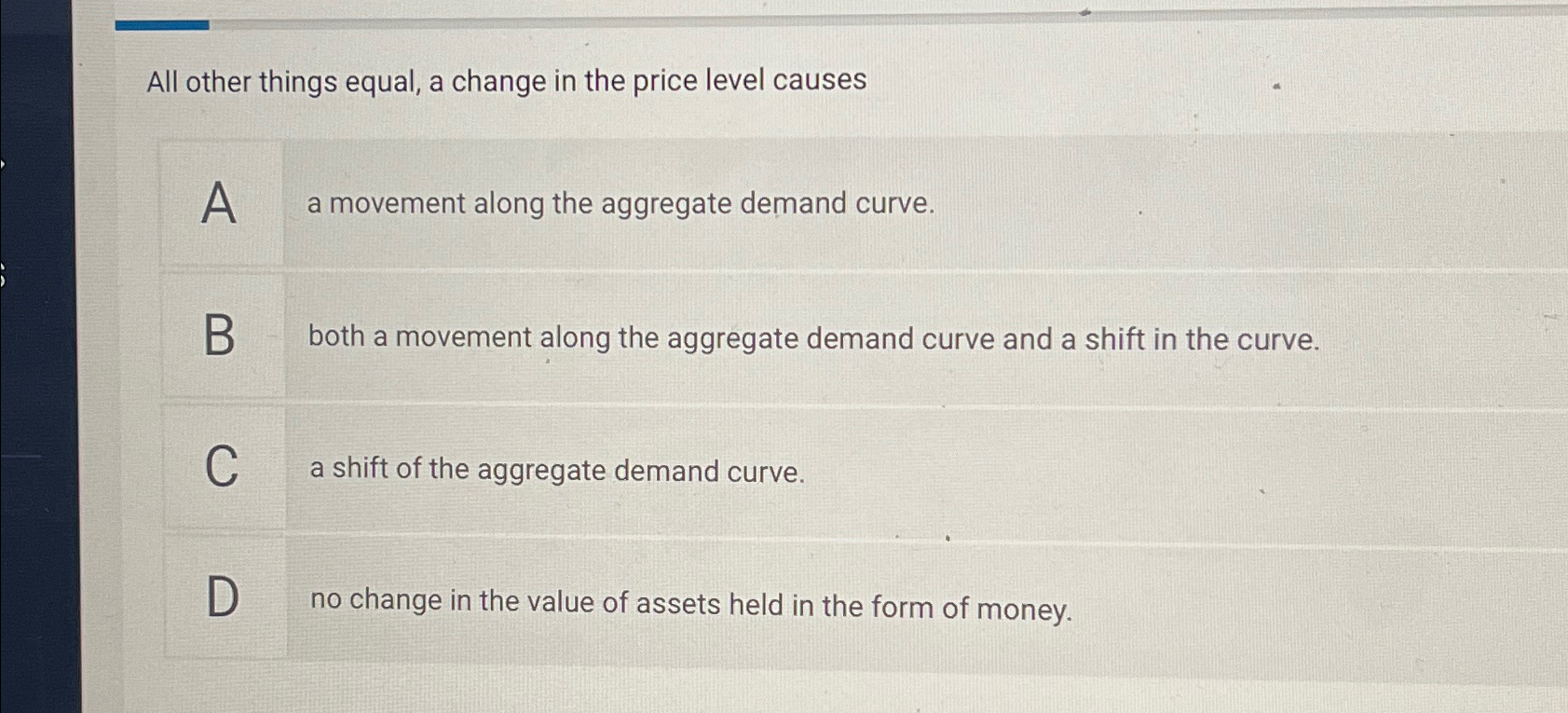 Solved All other things equal, a change in the price level | Chegg.com