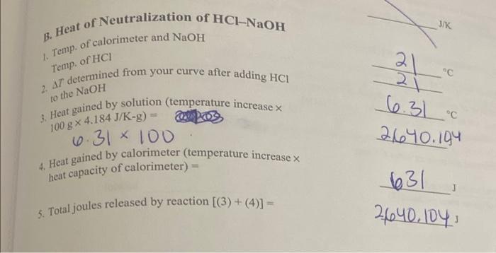 Solved Heat of Neutralization 6. Complete: HCl+NaOH 7. The | Chegg.com