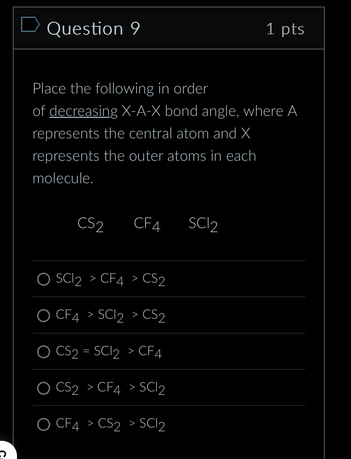 Solved Question 91 ﻿ptsPlace the following in order of | Chegg.com