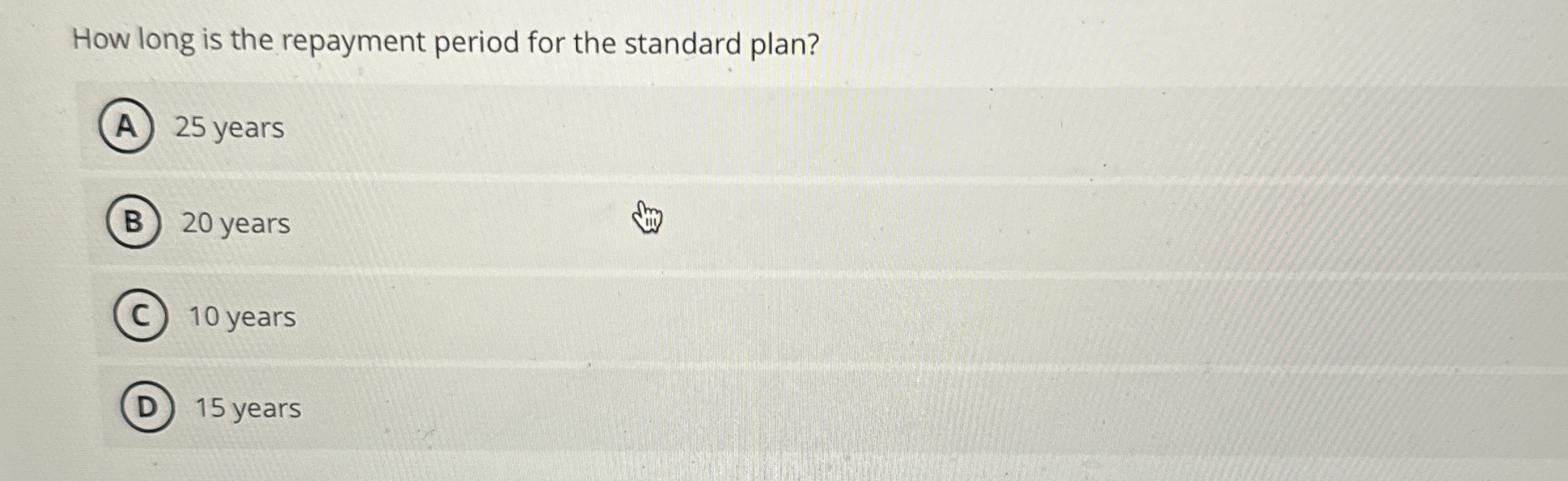 Solved How long is the repayment period for the standard | Chegg.com
