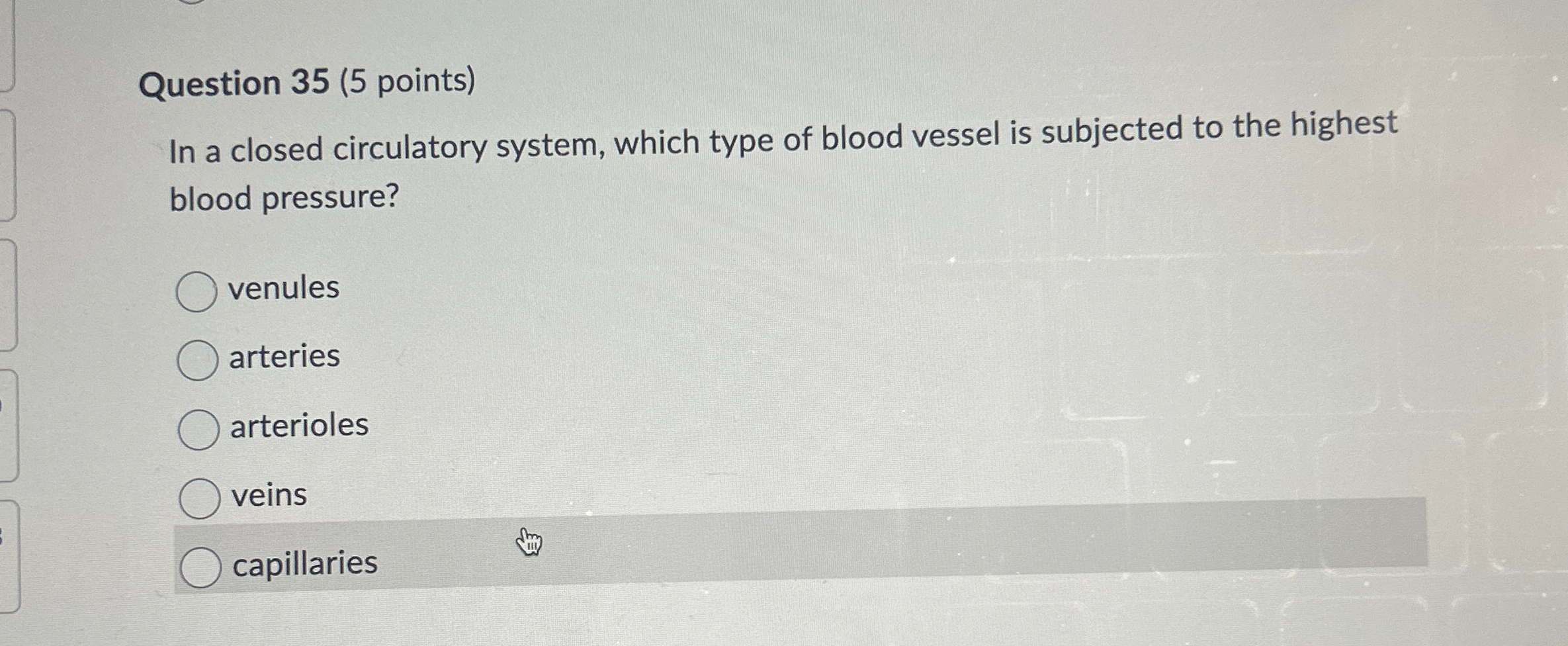 Solved Question 35 (5 ﻿points)In a closed circulatory | Chegg.com