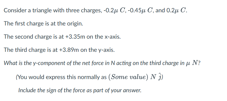 Consider a triangle with three charges, | Chegg.com