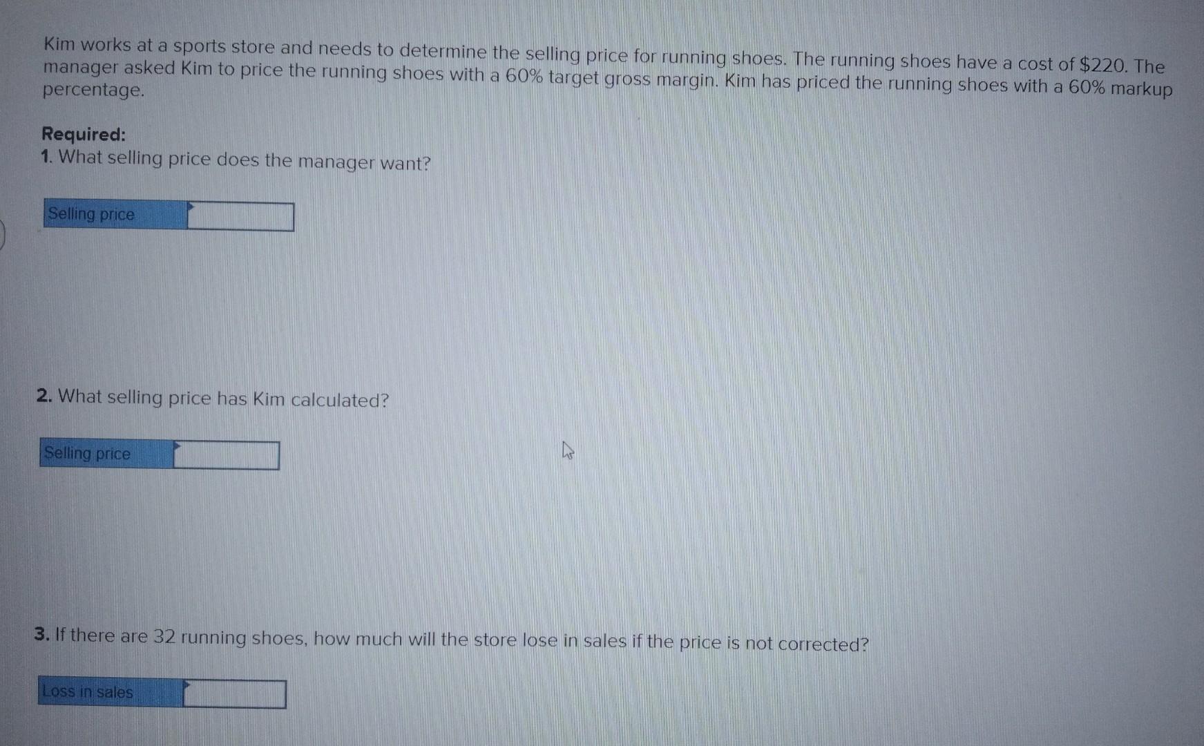 Solved Kim works at a sports store and needs to determine | Chegg.com