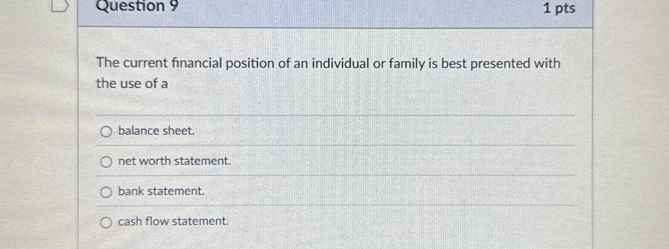 Solved Question 9The current financial position of an | Chegg.com