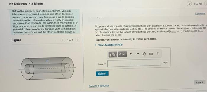 Solved An Electron in a Diode Before the advent of | Chegg.com