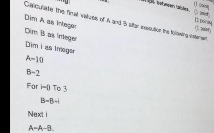 Solved Calculate the final values of A and B after execution | Chegg.com
