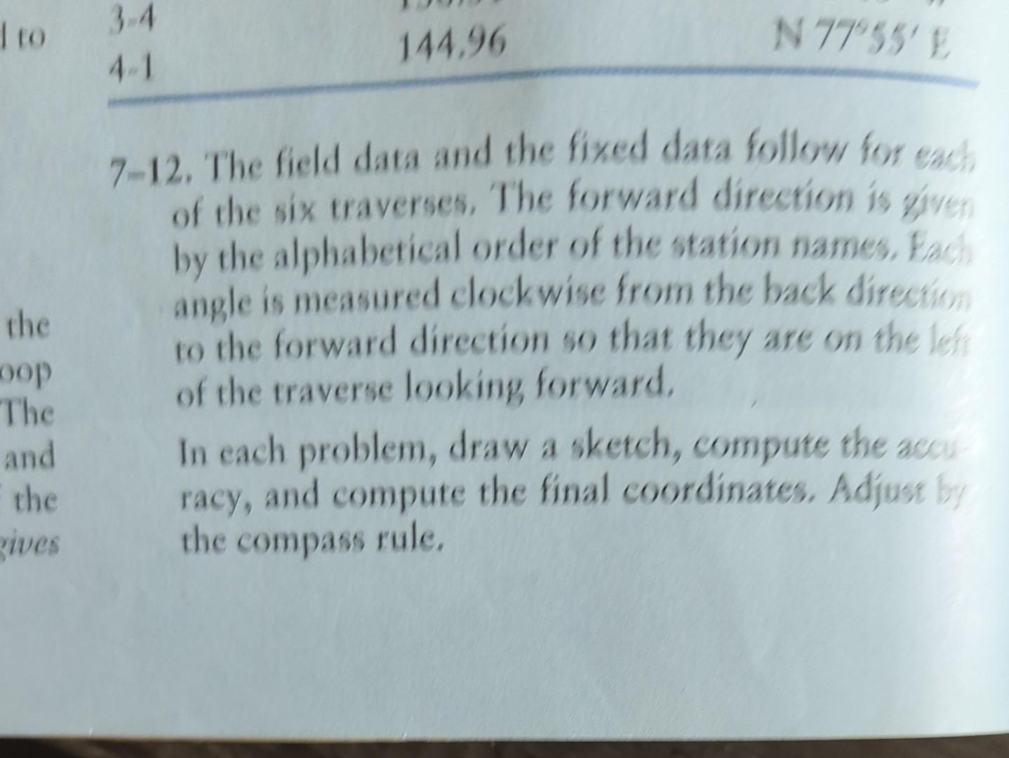 Solved 7-12. The field data and the fixed data follow for | Chegg.com