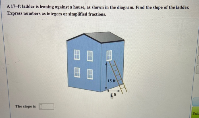 Solved A 17-ft ladder is leaning against a house, as shown | Chegg.com