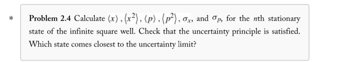 Solved Problem 2.4 Calculate (x), (), (p), (P2), Ox, and Op, | Chegg.com