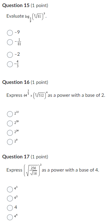 Solved Question 15 (1 ﻿point)Evaluate | Chegg.com