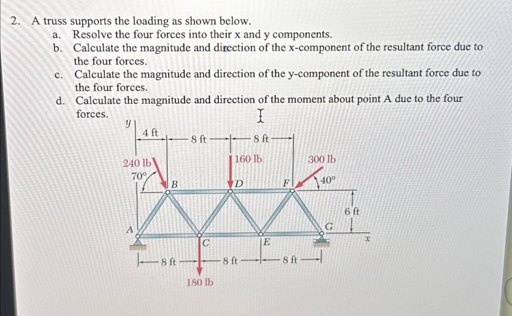Solved A truss supports the loading as shown below.a. | Chegg.com