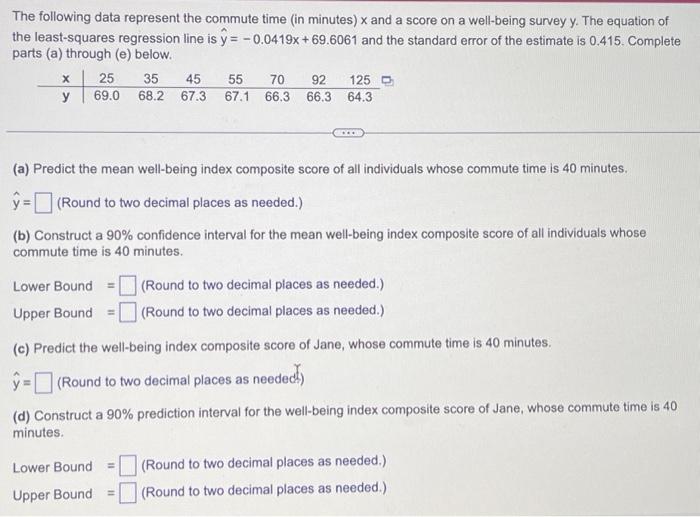 Solved The following data represent the commute time (in | Chegg.com