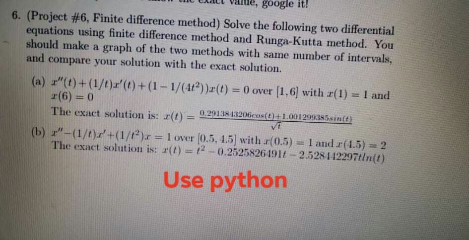 Solved google it! 6. (Project #6, Finite difference method) | Chegg.com
