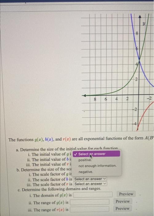 Solved The functions g(x),b(x), and r(x) are all exponential | Chegg.com