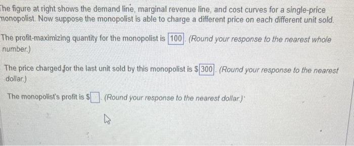Solved he figure at right shows the demand line, marginal | Chegg.com