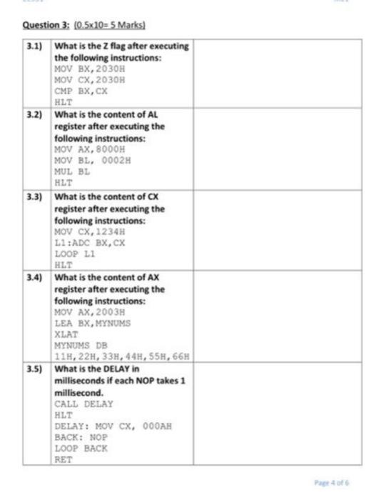 Solved Question 3: [0.5×10=5 Marks ) | Chegg.com