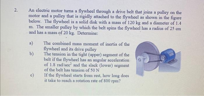 Solved 2. An electric motor turns a flywheel through a drive | Chegg.com