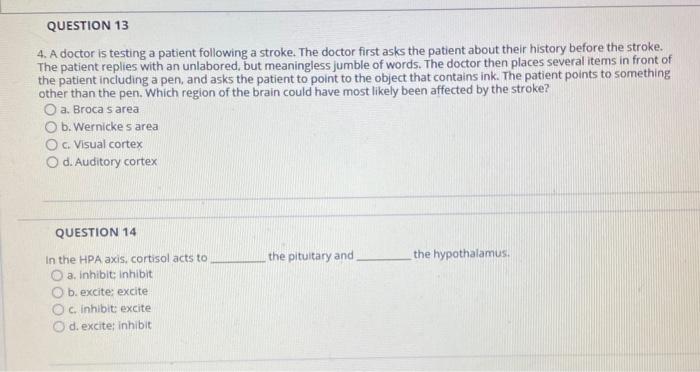 Solved QUESTION 13 4. A doctor is testing a patient | Chegg.com