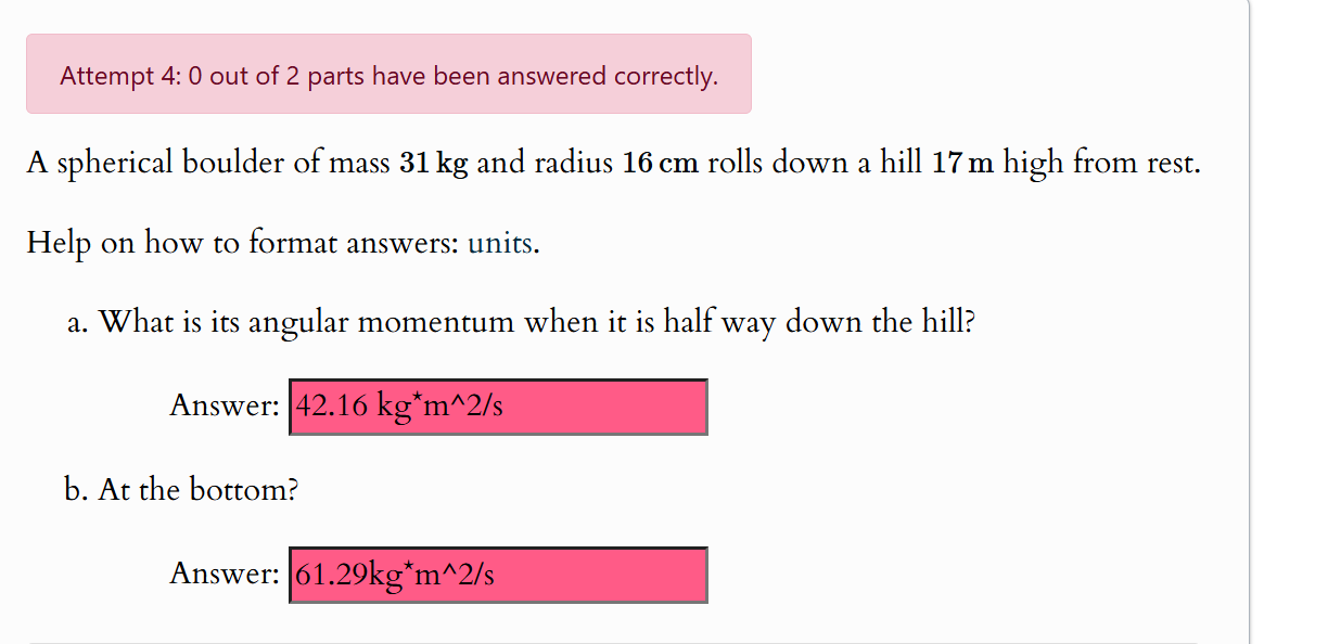 Solved Attempt 4: 0 ﻿out of 2 ﻿parts have been answered | Chegg.com