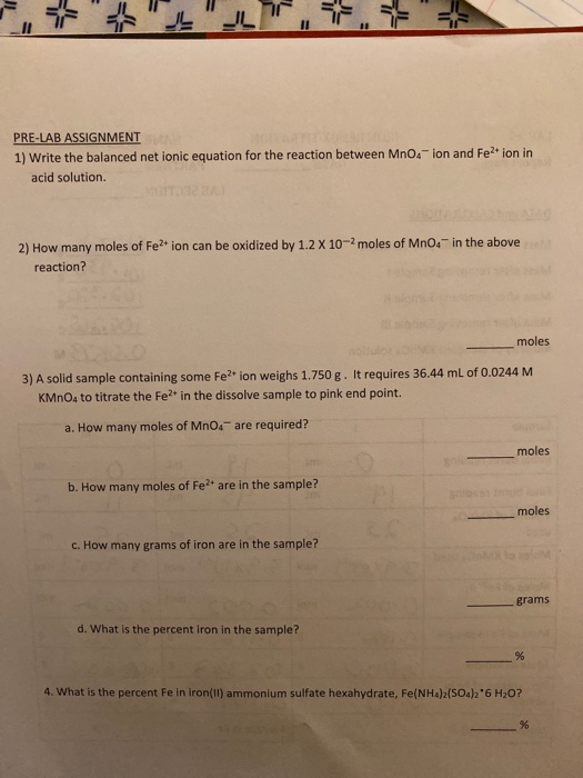 Solved PRE-LAB ASSIGNMENT 1) Write the balanced net ionic | Chegg.com