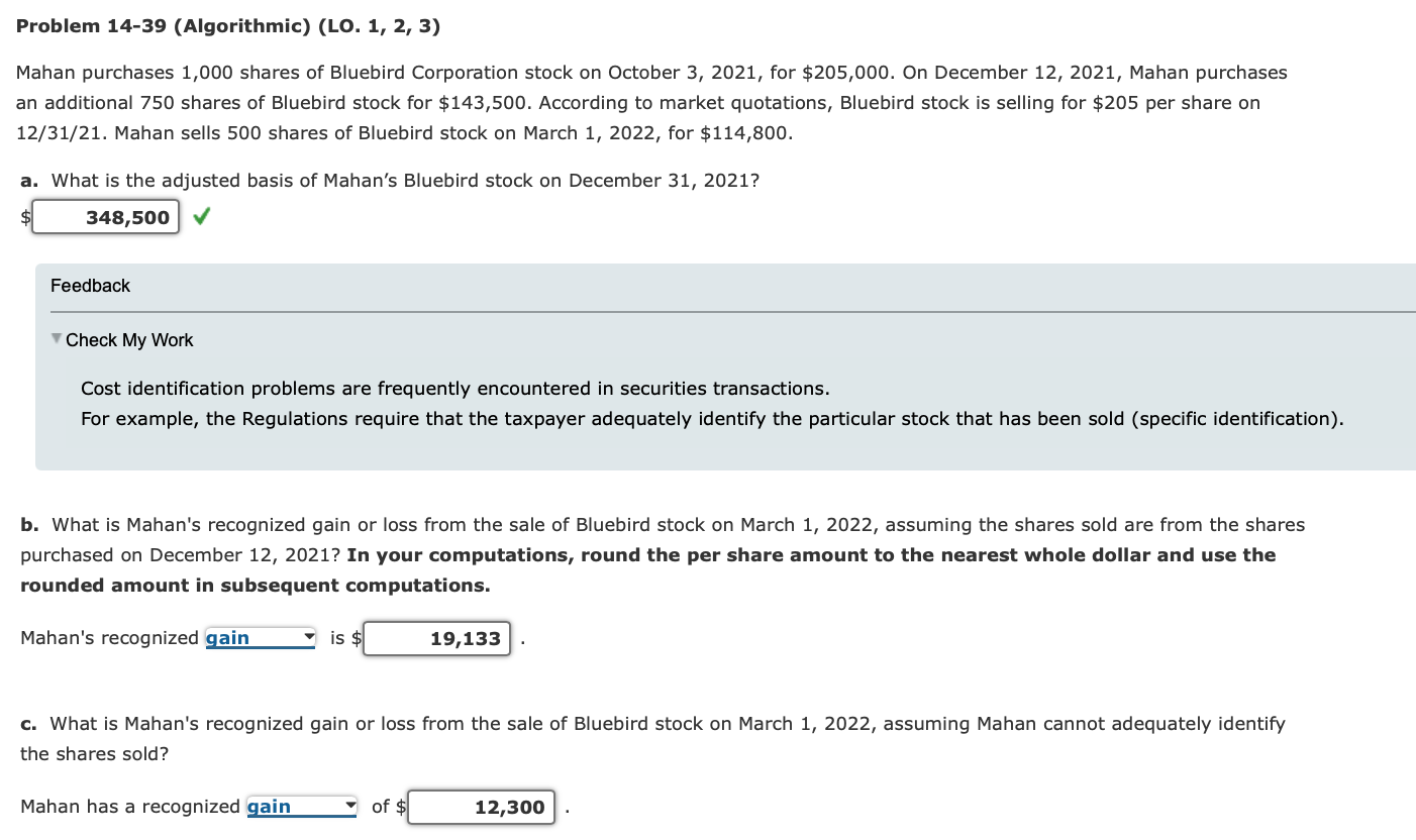 Solved Problem 14-39 (Algorithmic) (LO. 1, 2, 3)Mahan | Chegg.com