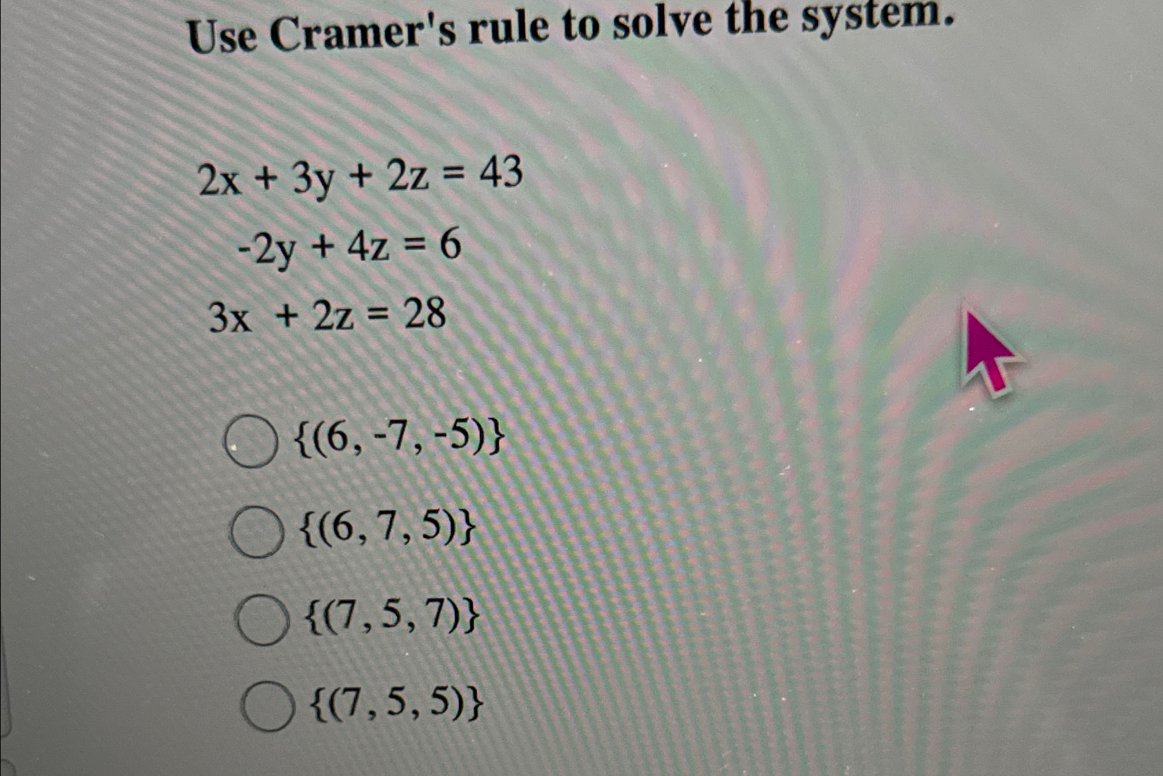 Solved Use Cramer's rule to solve the | Chegg.com