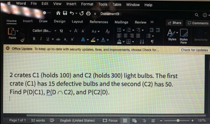 Solved Word File Edit View Insert Format Tools Table Window | Chegg.com