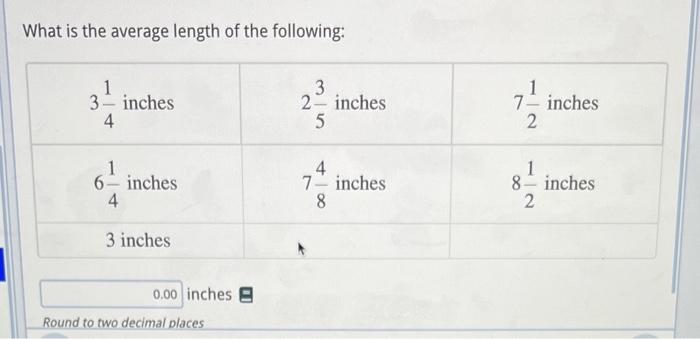 Solved What is the average length of the following: | Chegg.com